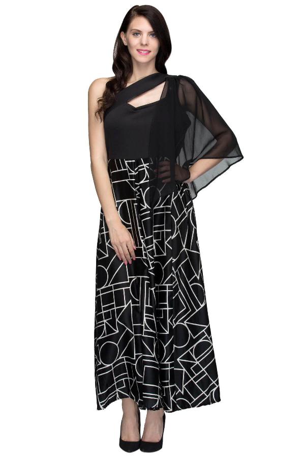 Black & White Black and White One Sided Cape Dress. by EEDHA By Heena ...