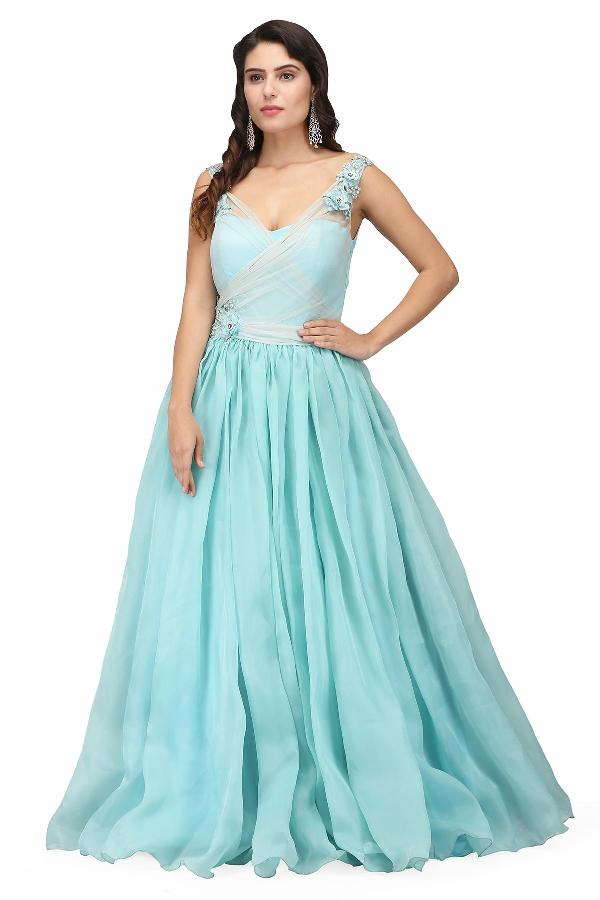Baby Blue Butterfly Ball Gown by Violet by Preeti Singhal for rent ...