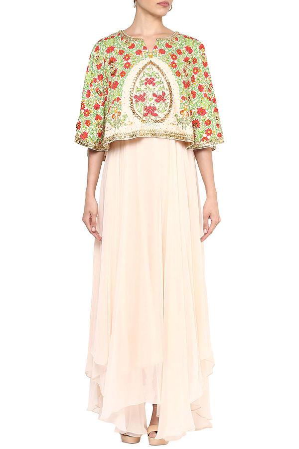 Light Pink Cape Anarkali Set by Manish Arora for rent online | FLYROBE