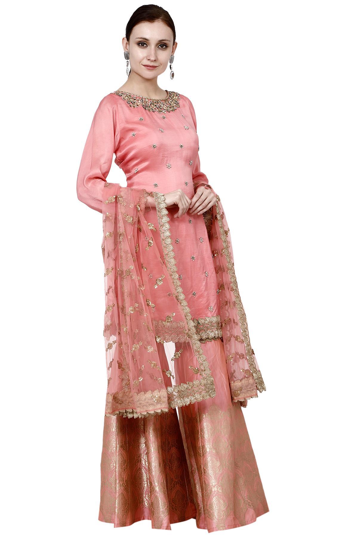 Pink Pink Sharara Set by Preeti Nayyar for rent online | FLYROBE