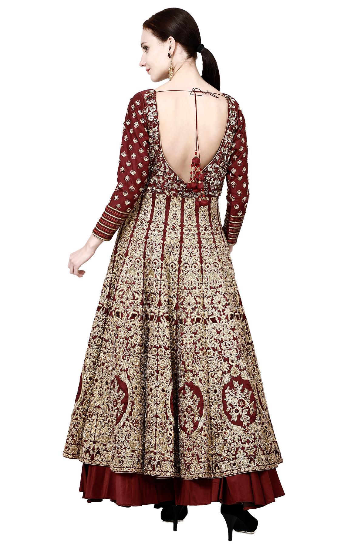 Maroon Maroon Anarkali With Lehenga by Ritika Kapoor for rent online ...