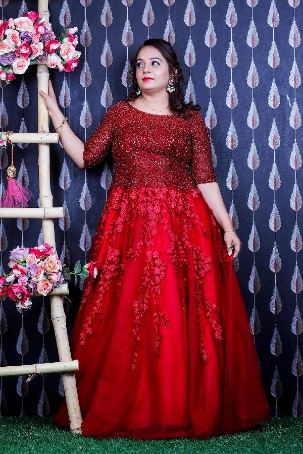 Red Red Embellished Gown by HER CLOSET for rent online | FLYROBE