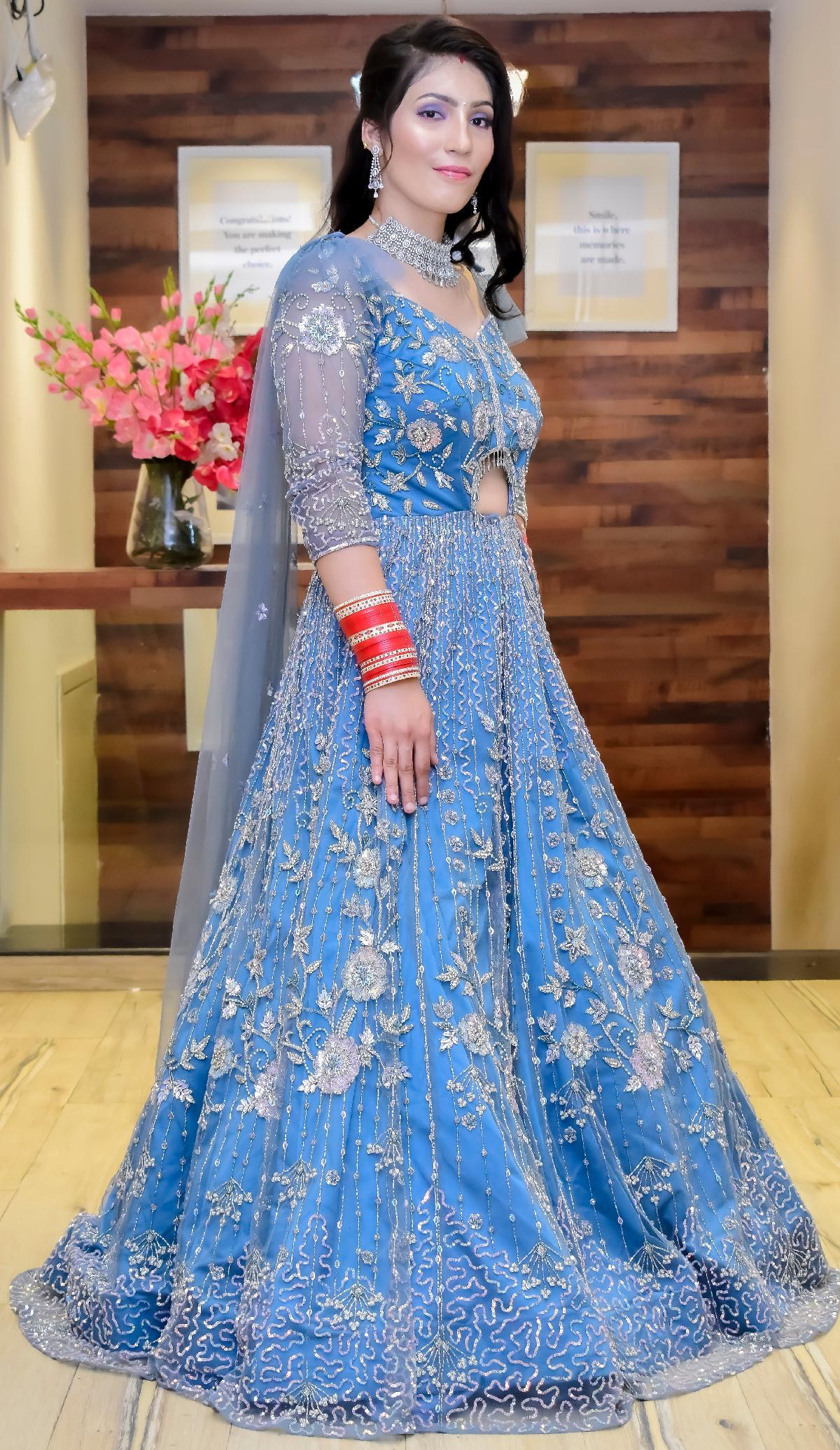 Blue Powder Blue Gown by Inaya Couture for rent online | FLYROBE