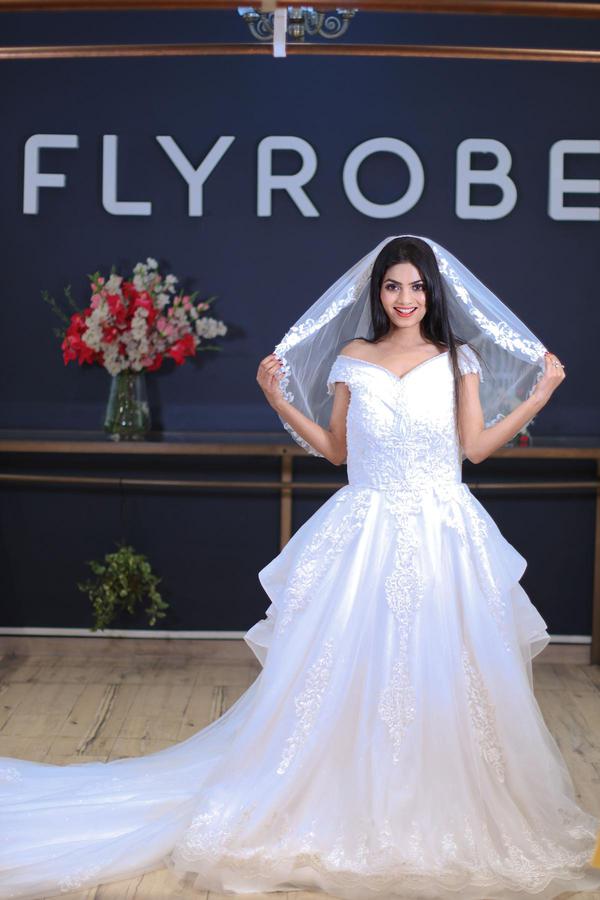 White Lacey Christian Wedding Gown by HER CLOSET for rent online | FLYROBE