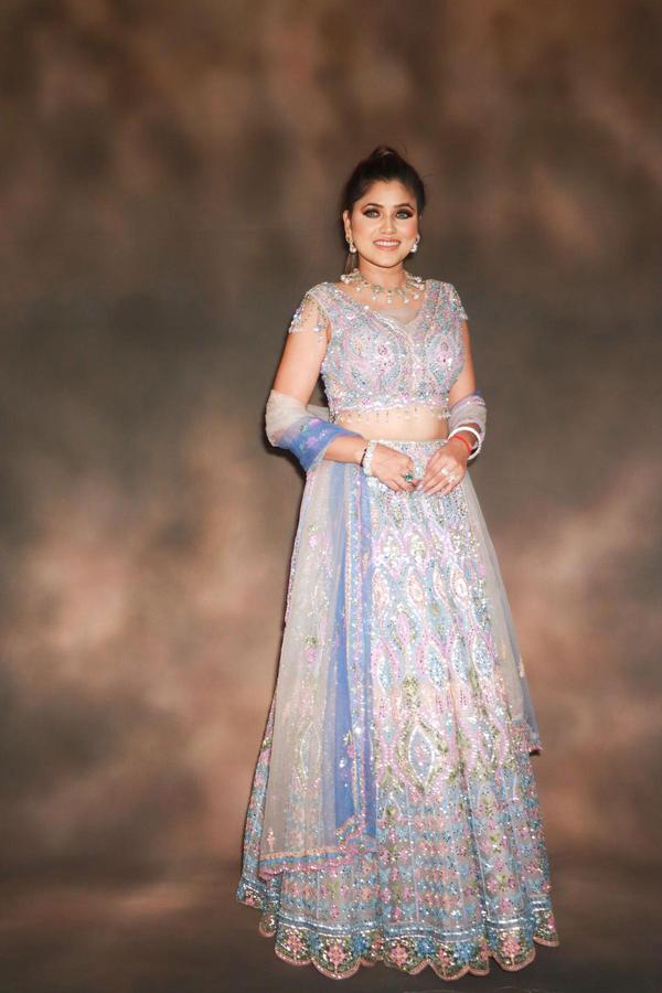 Off-White Multi Color Thread Embroidered Lehenga by HER CLOSET for rent ...